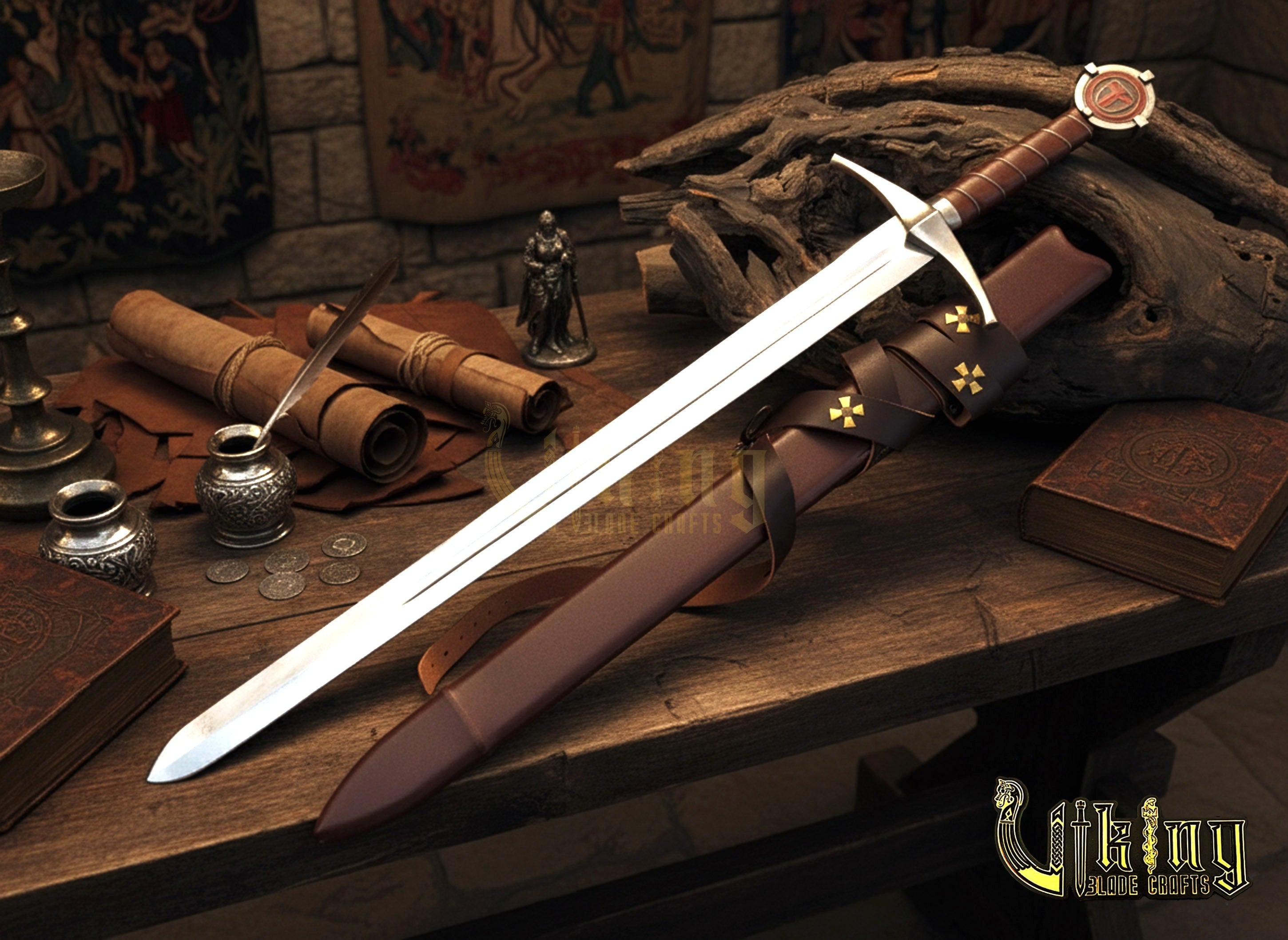 Accolade Sword of the Knights Templar – Handmade Medieval Collectible ...